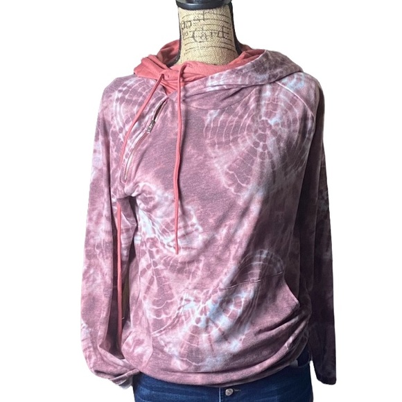 7th Ray | Tops | 7th Ray Pink White Tie Dye Long Sleeved Hoodie | Poshmark